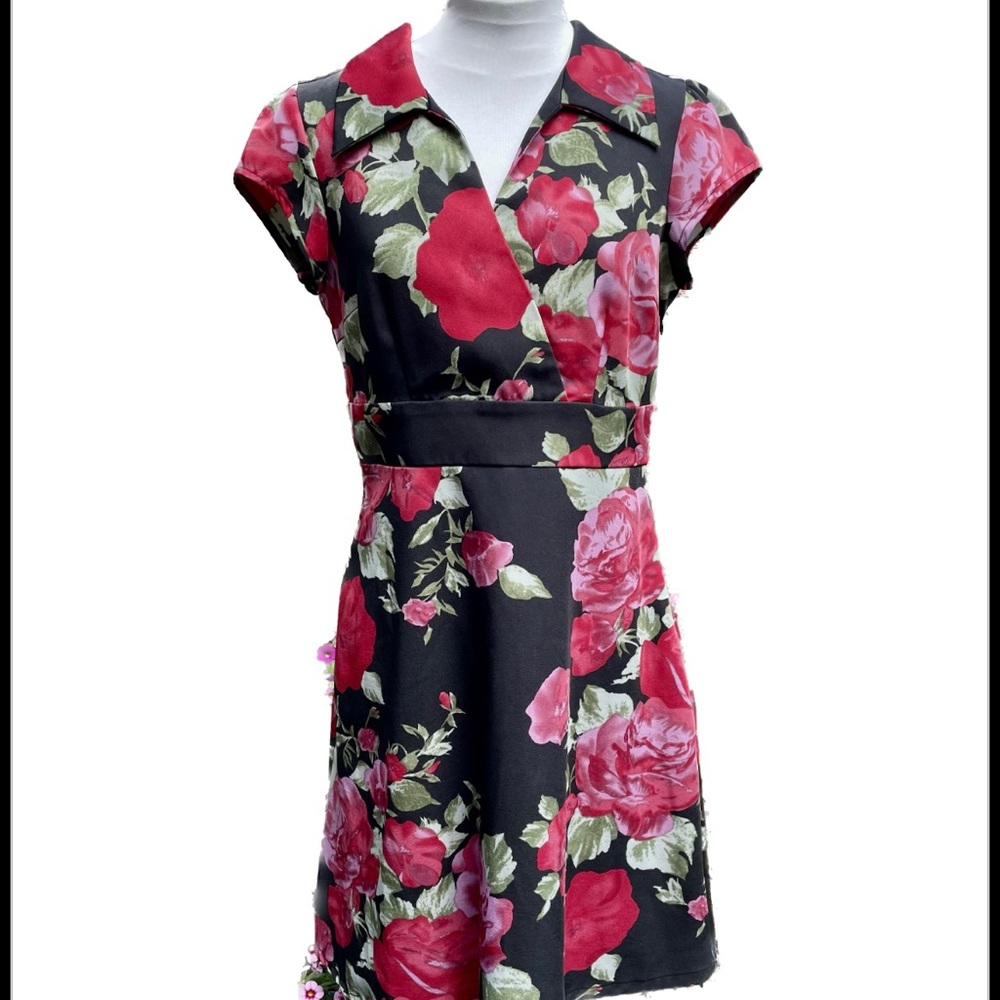 Jonathan Martin Black Faux Wrap Dress Size 10 - Gem